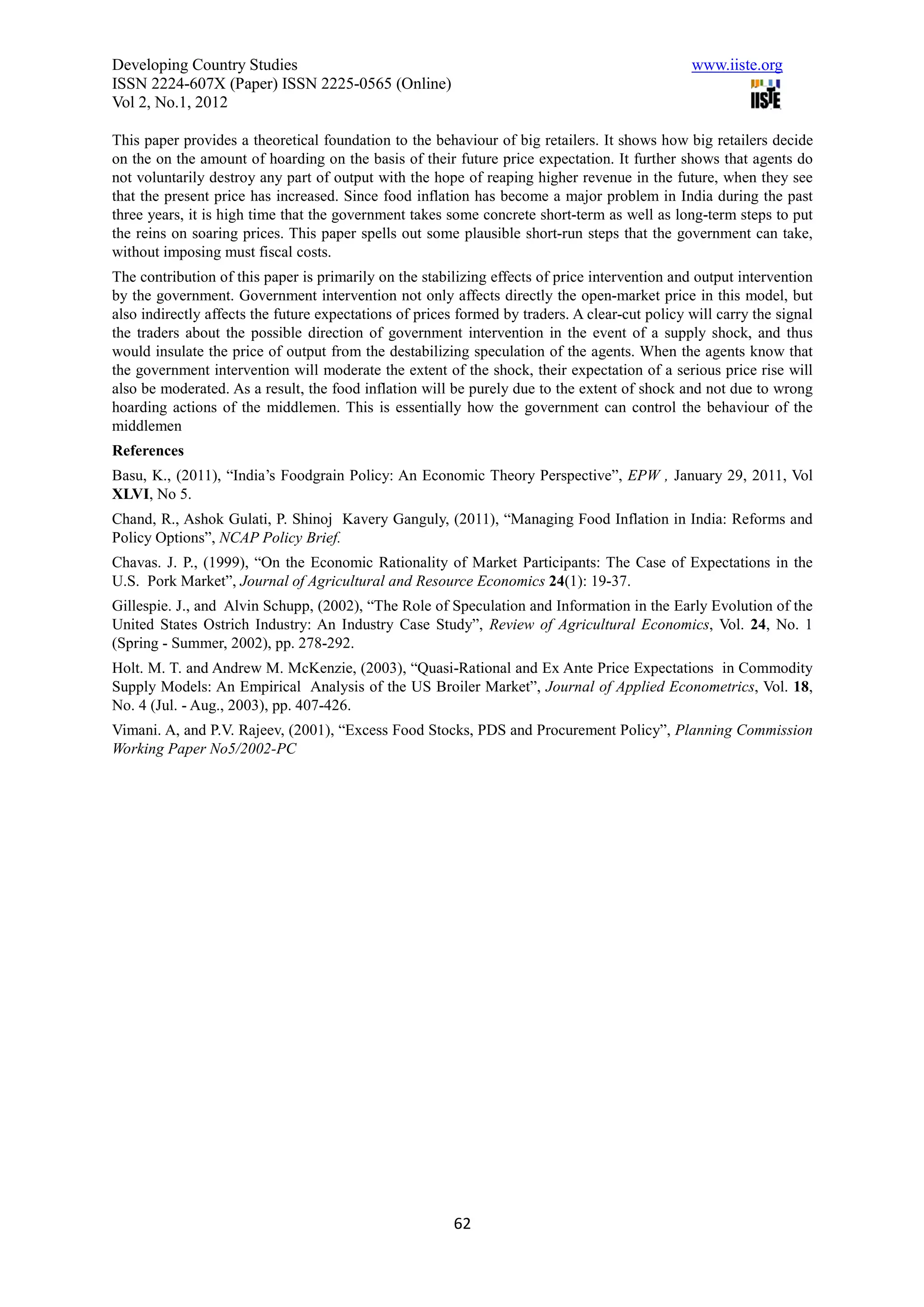 Food inflation in india and role of middlemen | PDF