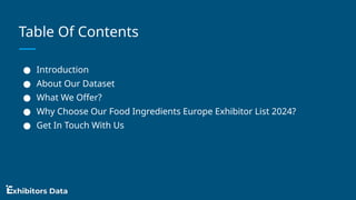 Food Ingredients Europe Exhibitor Conference List | PPT