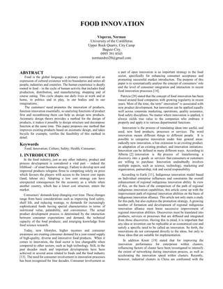 Food innovation research pdf | PDF