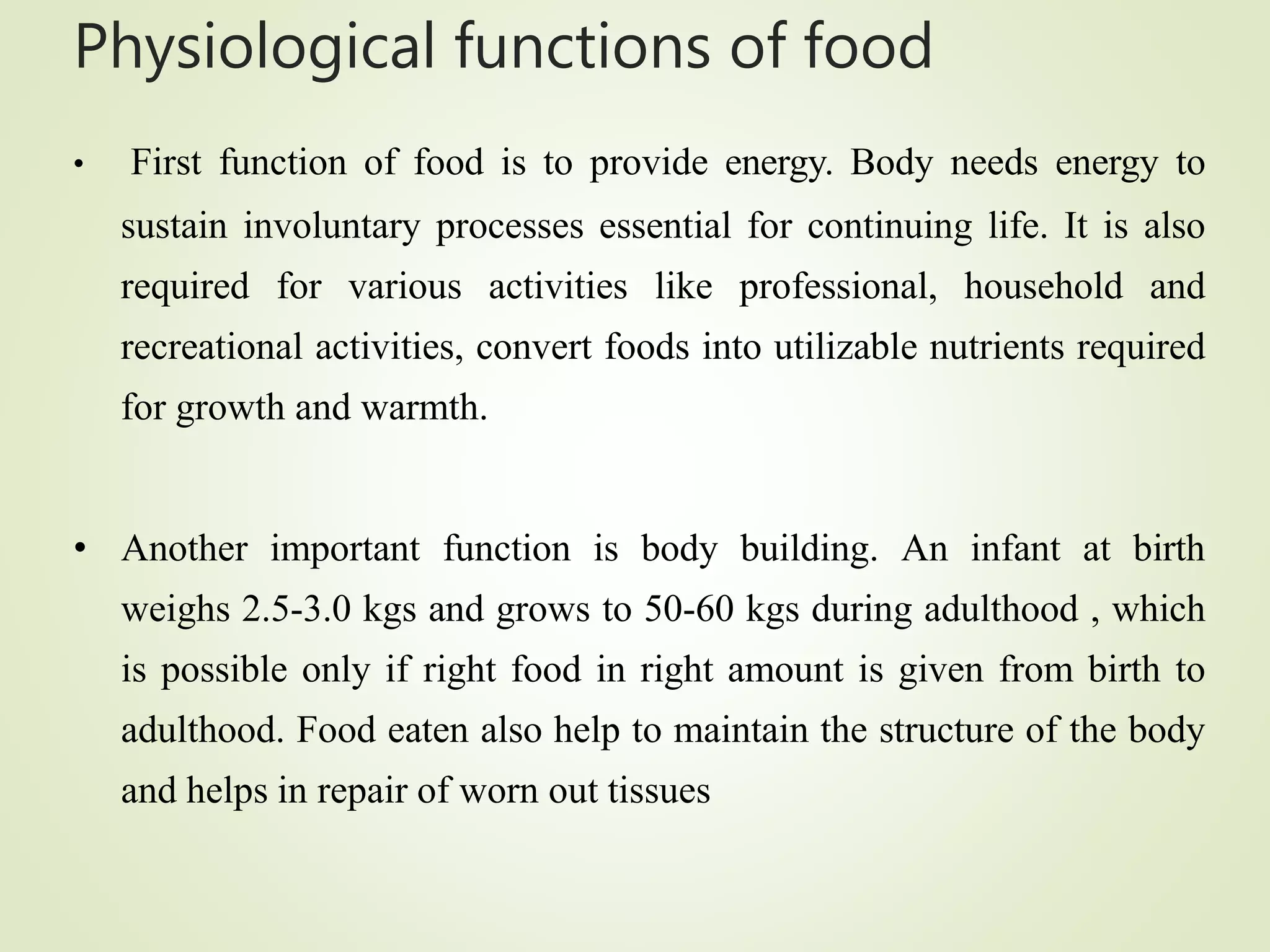 Food in relations to nutrition and health | PPTX