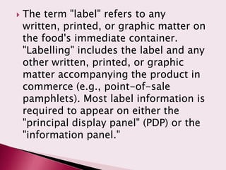 Food labelling | PPTX