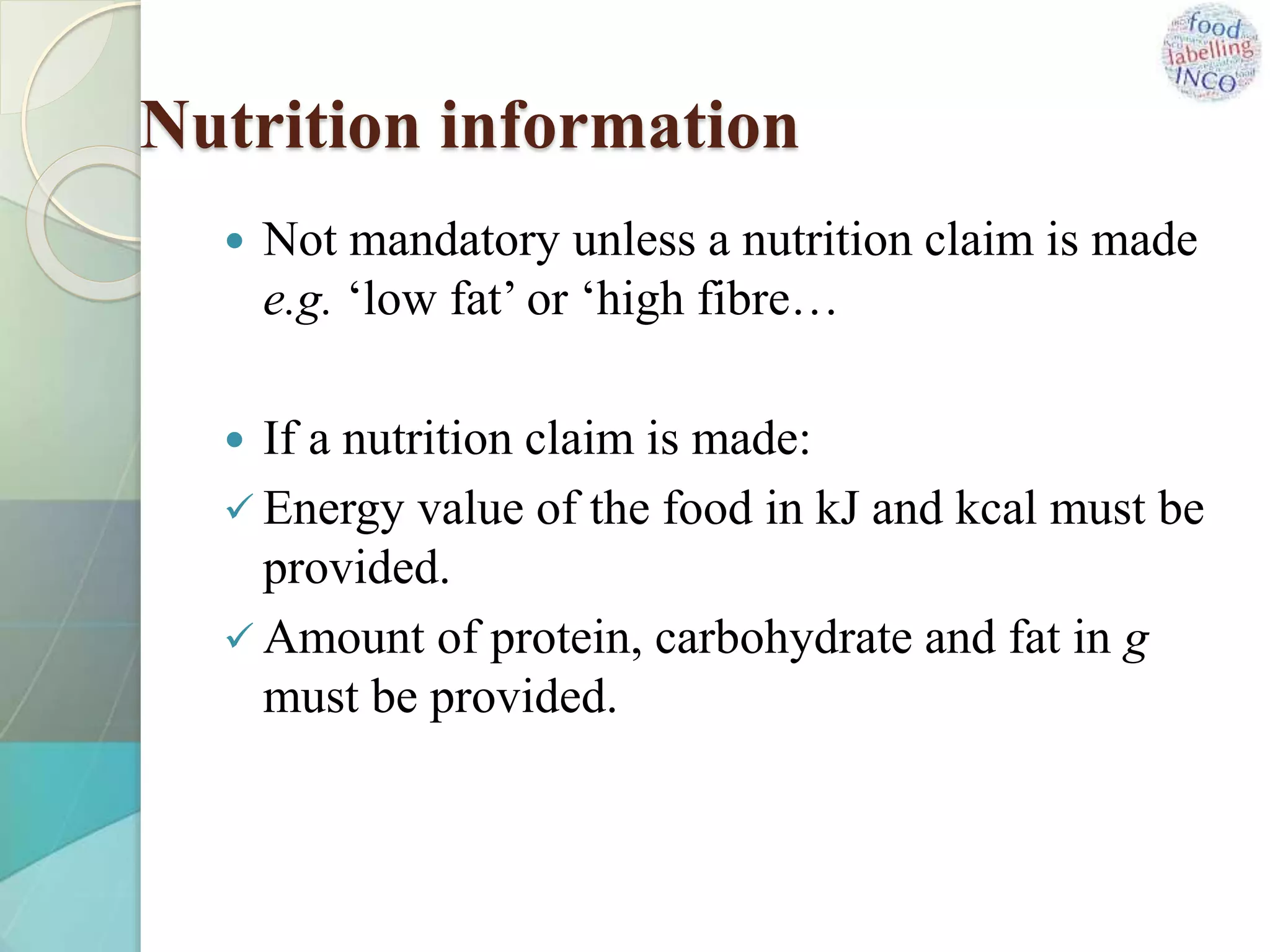 Food Labelling - Full Information about the topic | PPTX
