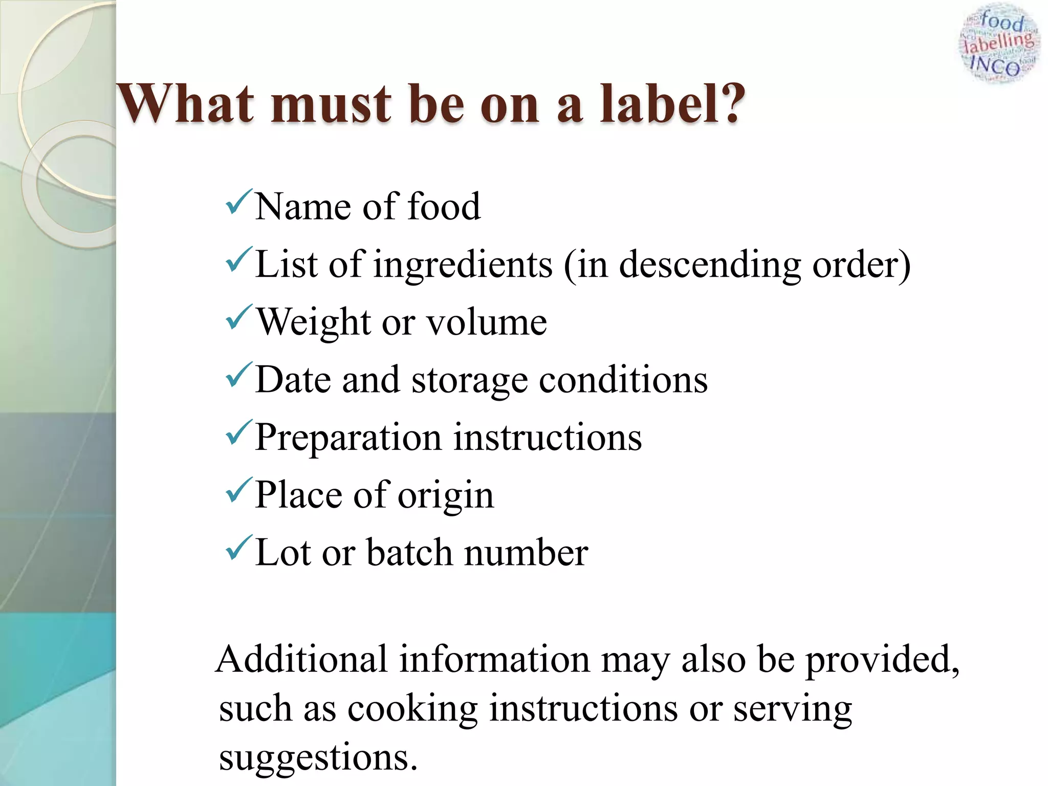 Food Labelling - Full Information about the topic | PPTX