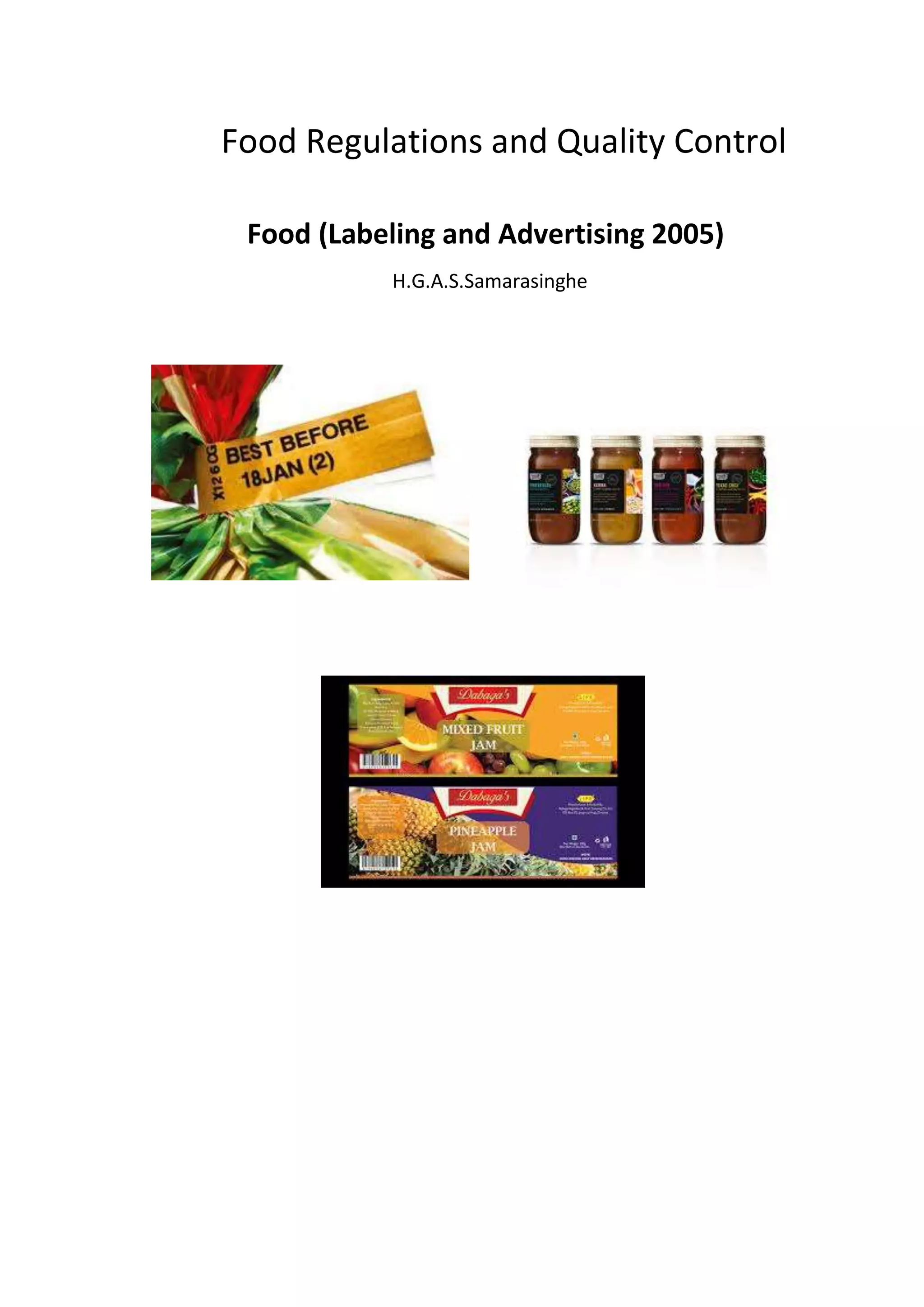Food labelling and advertising regulations sri lanka | PDF