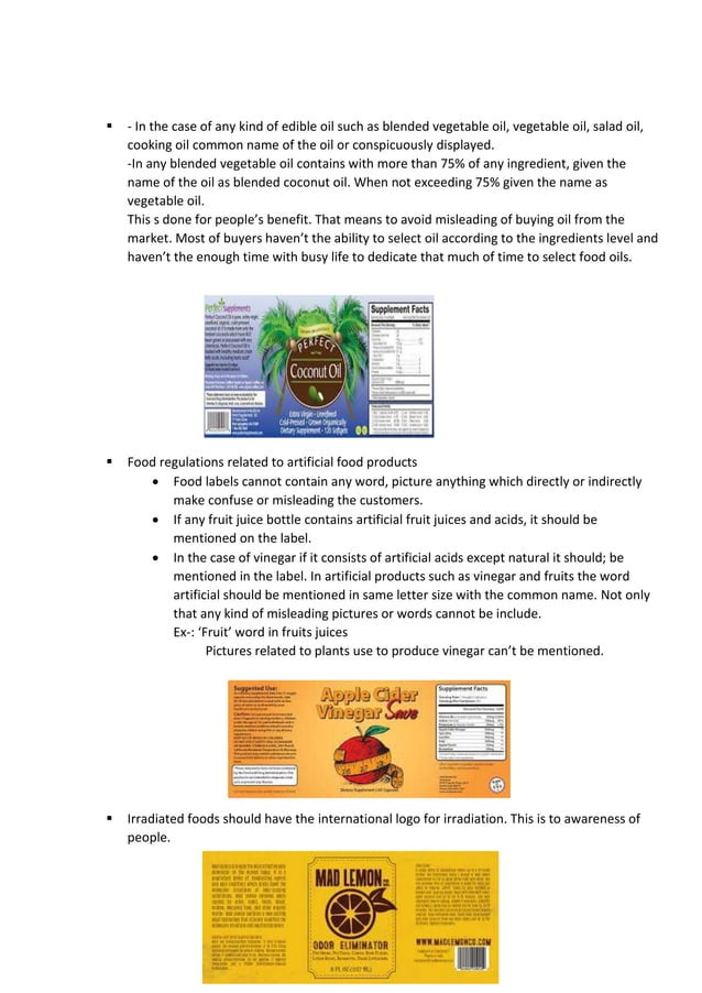 Food labelling and advertising regulations sri lanka | PDF