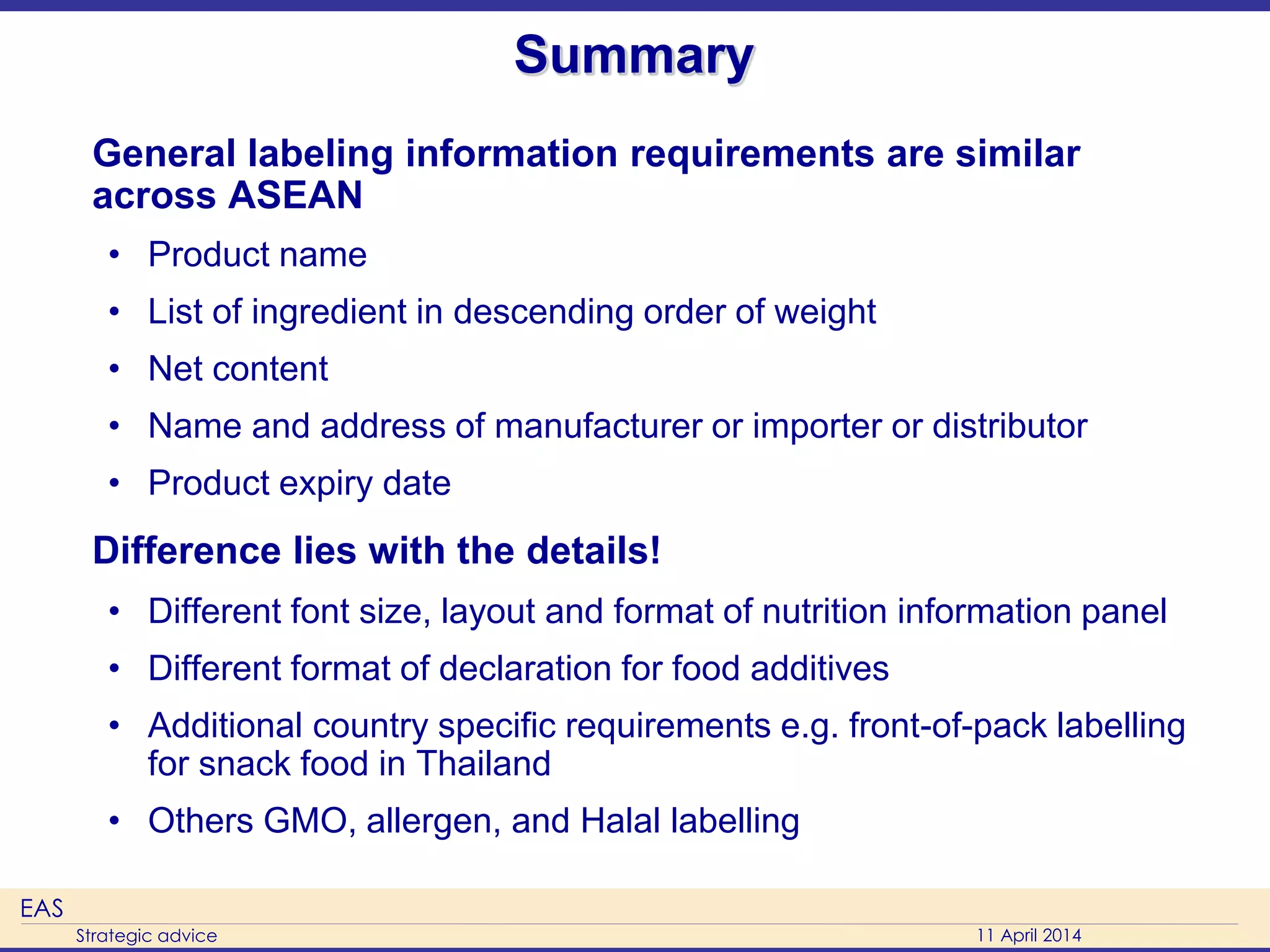 Food Labelling Regulations and Challenges in ASEAN | PDF