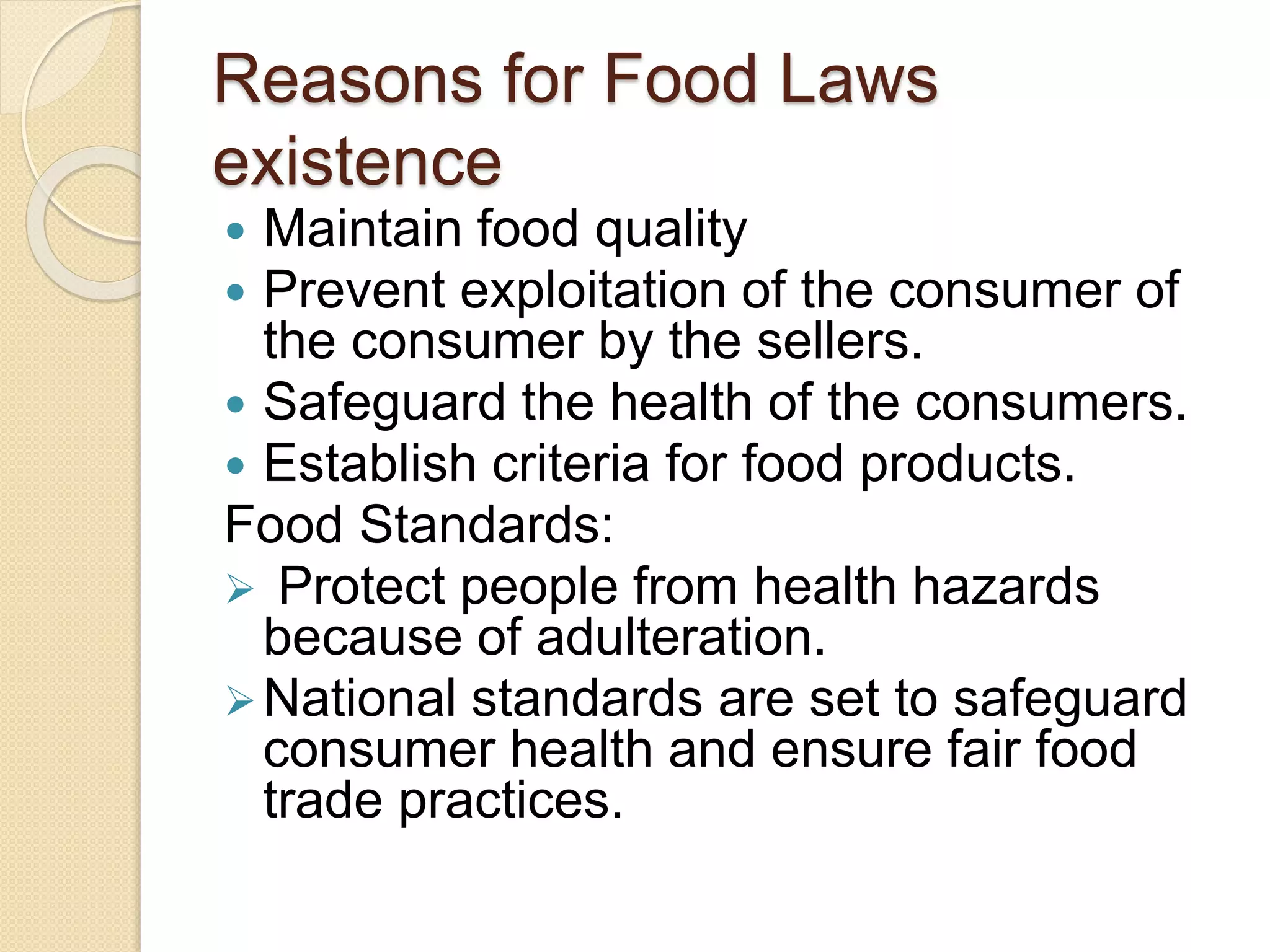 Indian Food laws and Standards | PPTX