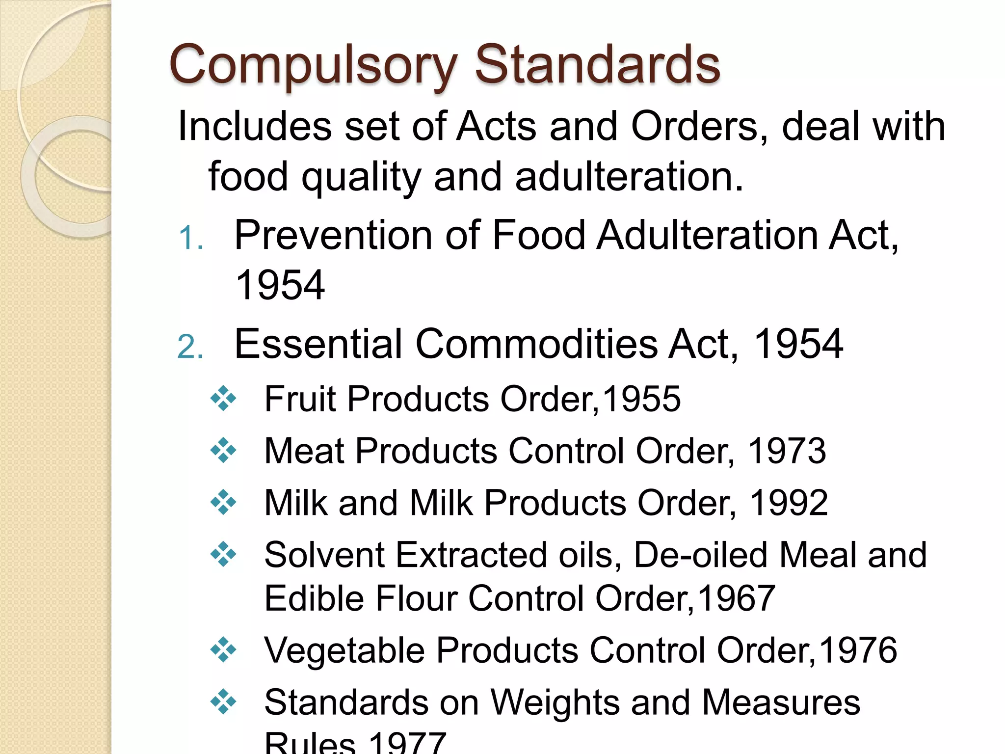 Indian Food laws and Standards | PPTX