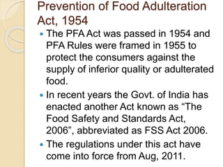 Indian Food laws and Standards | PPTX