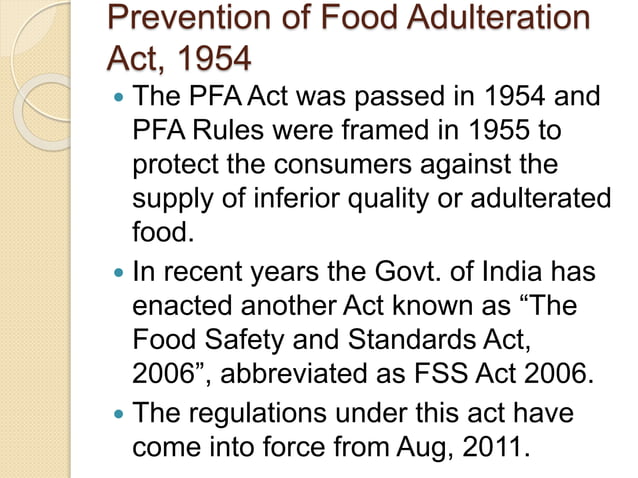 Indian Food laws and Standards | PPTX | Food Industry | Industries