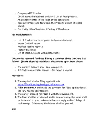Food License Requirement | PDF