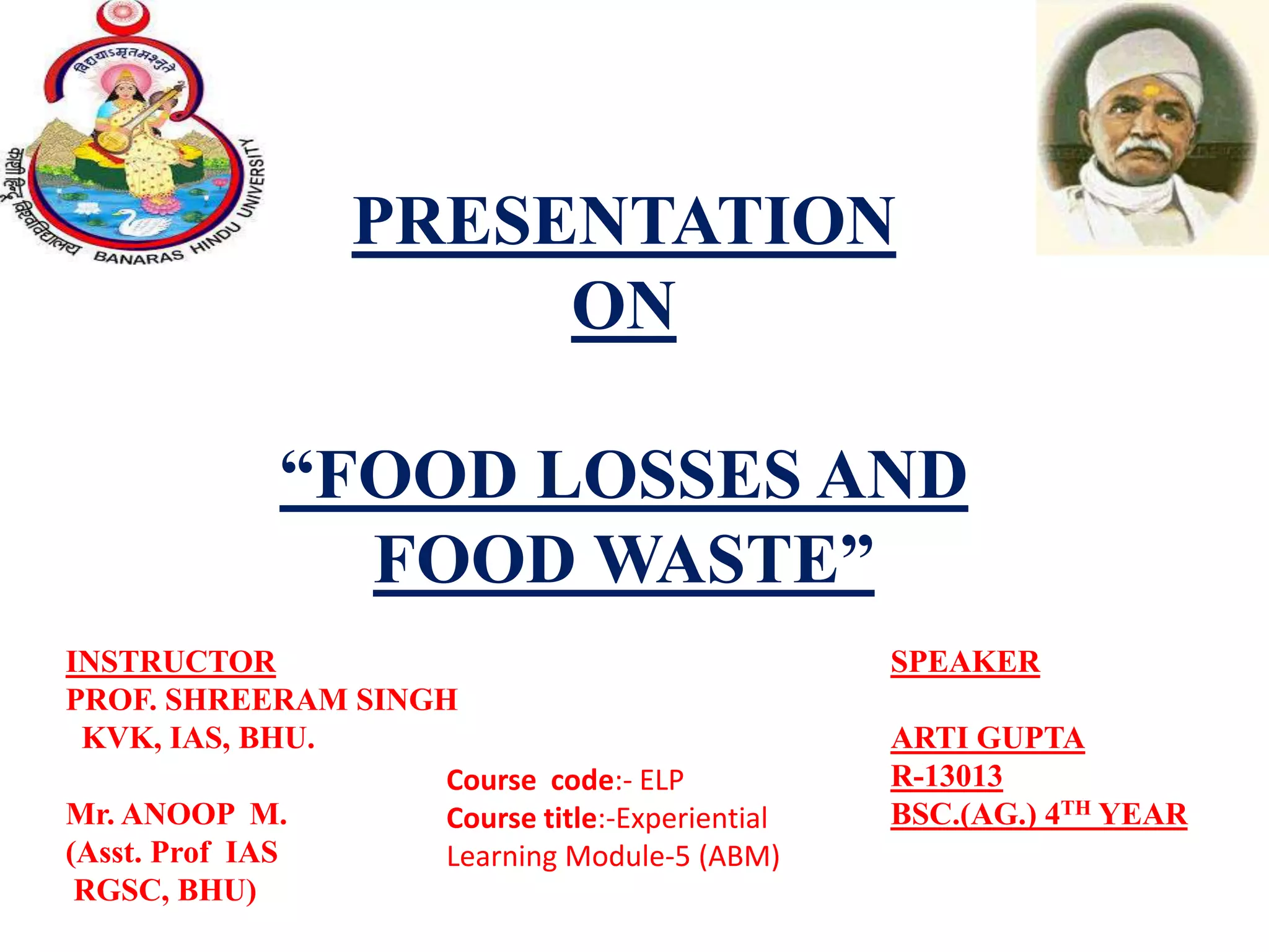 Food loss and food wastage | PPTX