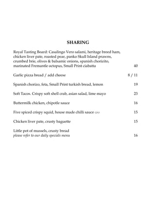Food Menu at The Royal, East Perth | PDF