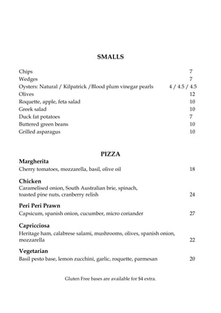 Food Menu at The Royal, East Perth | PDF