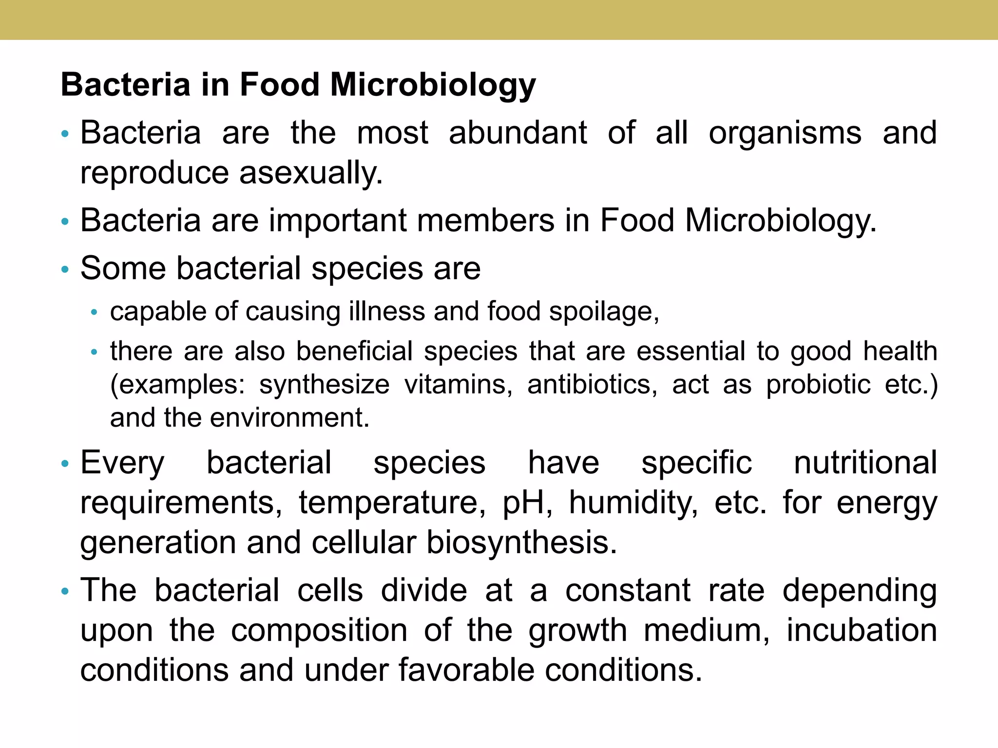 MICROBIOLOGY QUICK LEARN Food Microbiology BACTERIA- Cultural ...