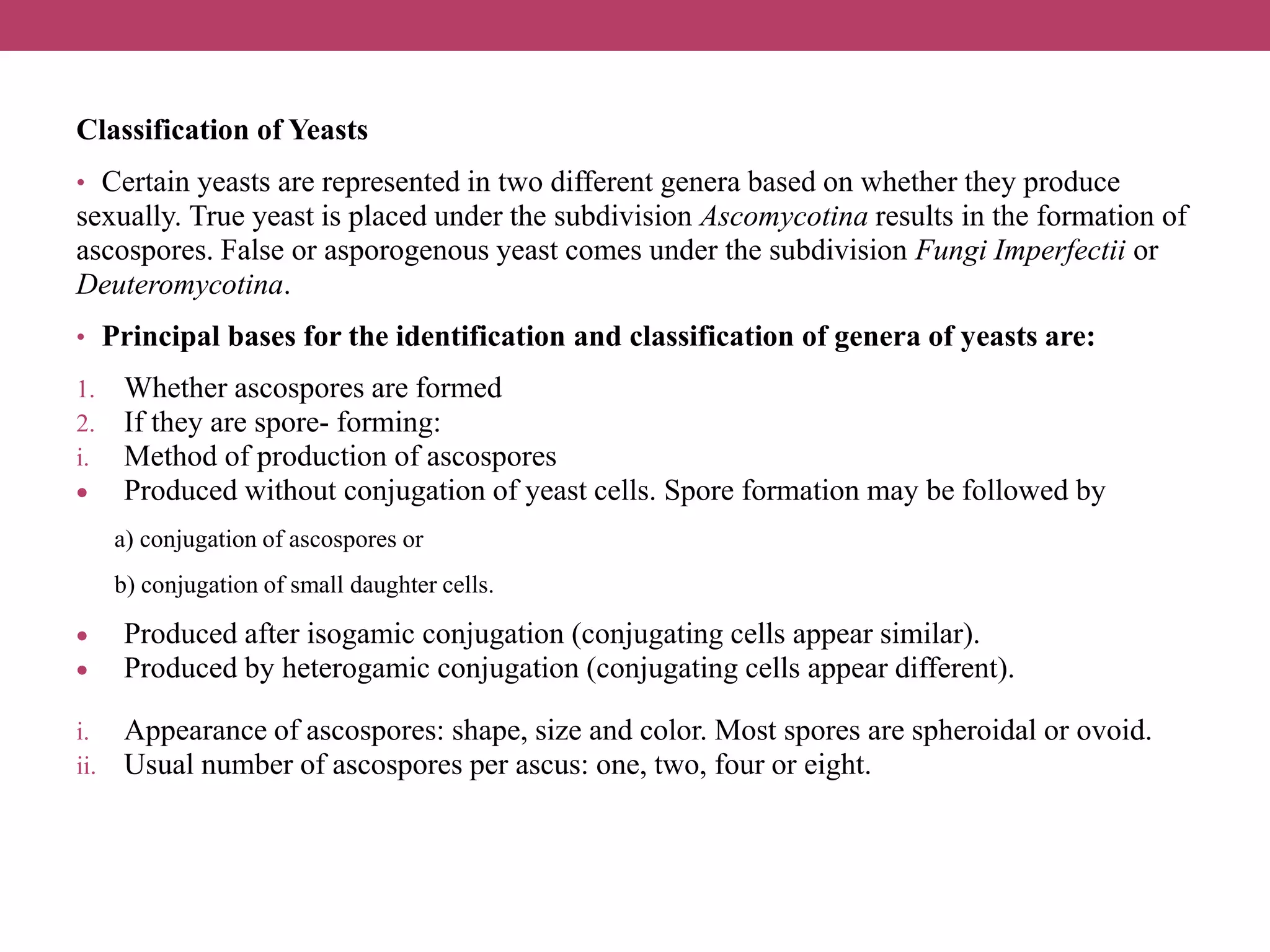 Food microbiology- yeast morphology and classification | PDF