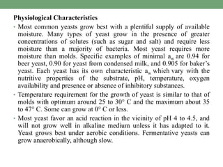 Food microbiology- cultural, morphological and physiological characters ...