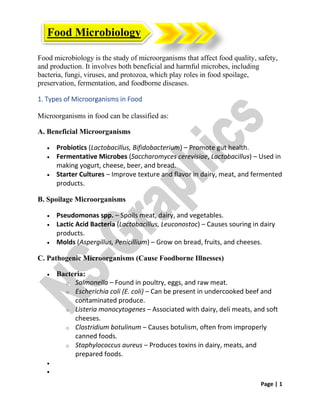 Food Microbiology for SEM-3 Botany & Biotechnology Students | PDF