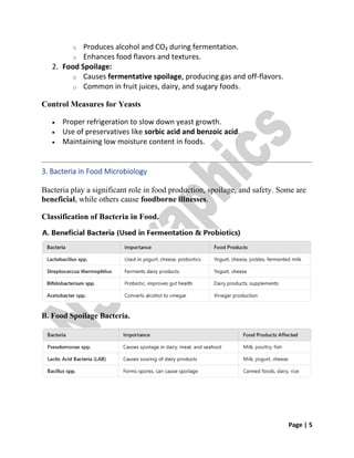 Food Microbiology for SEM-3 Botany & Biotechnology Students | PDF