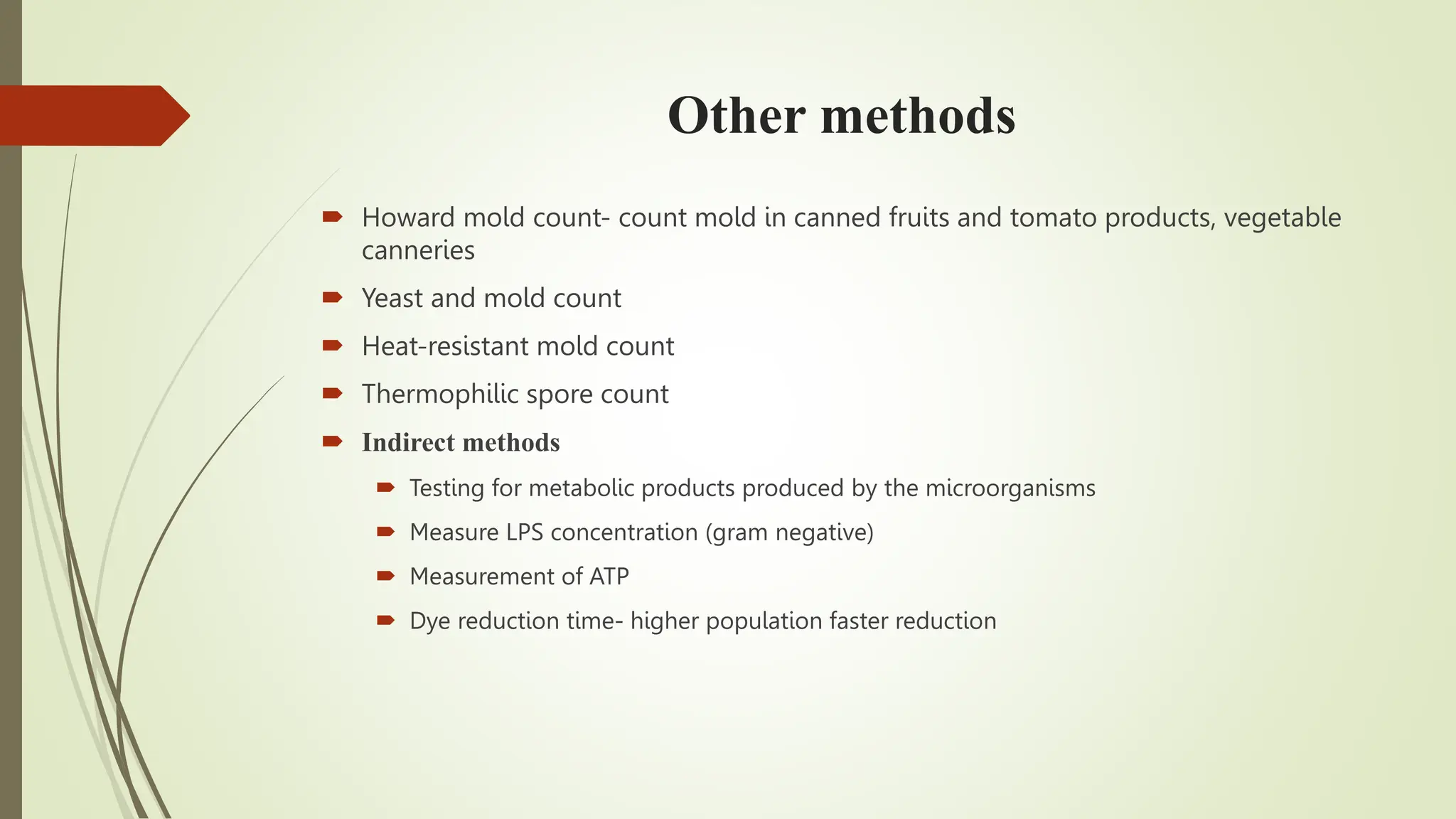 INDICATOR MICROORGANISMS in food microbi | PPTX