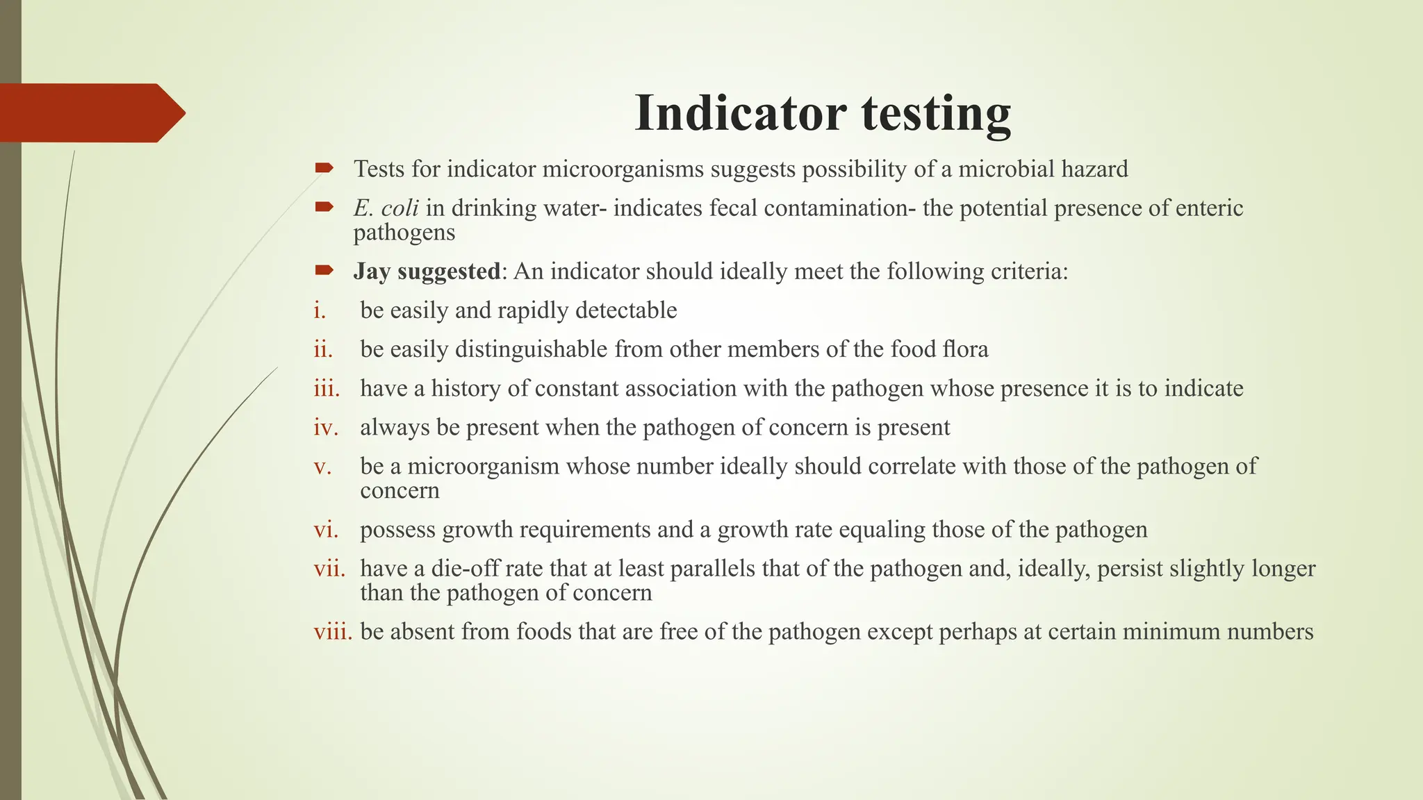INDICATOR MICROORGANISMS in food microbi | PPTX