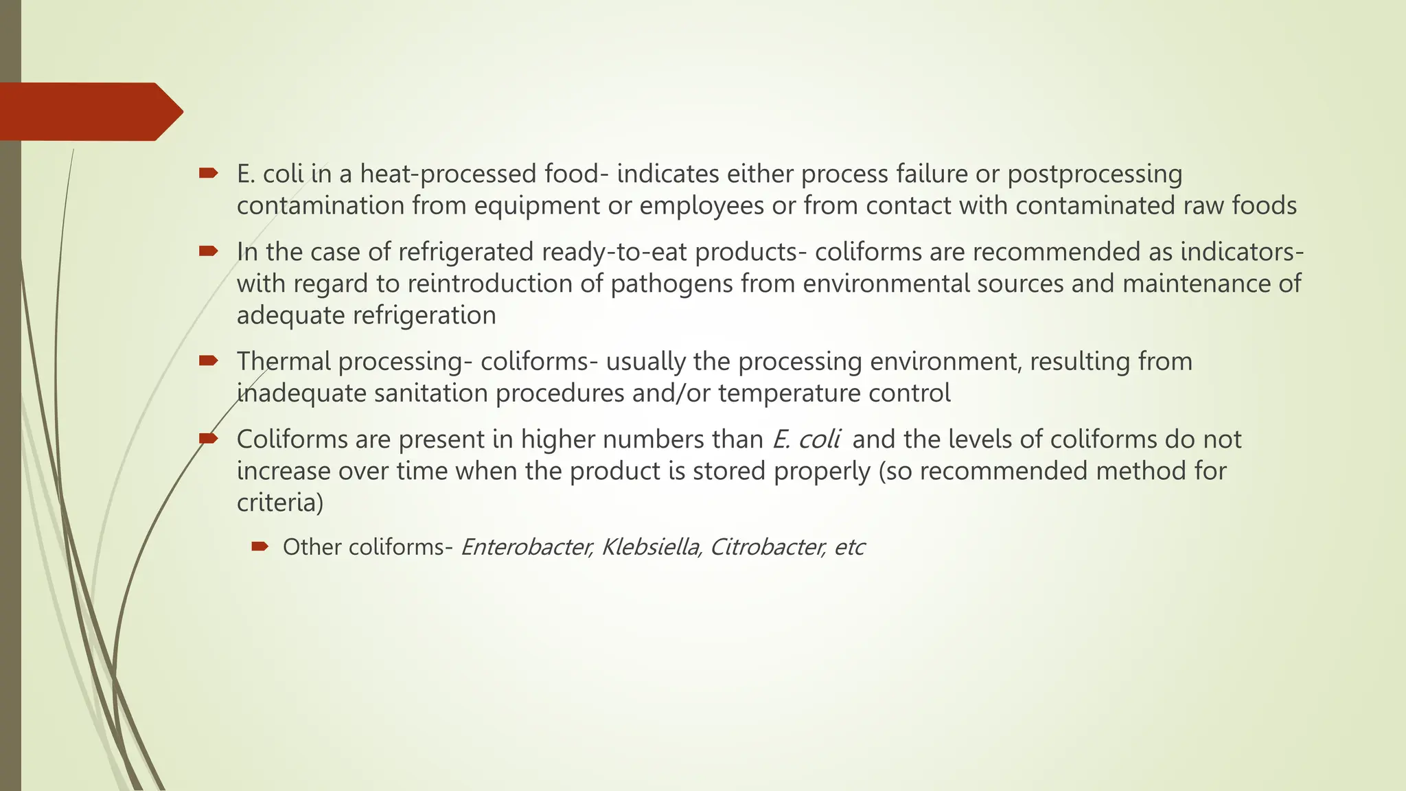 INDICATOR MICROORGANISMS in food microbi | PPTX