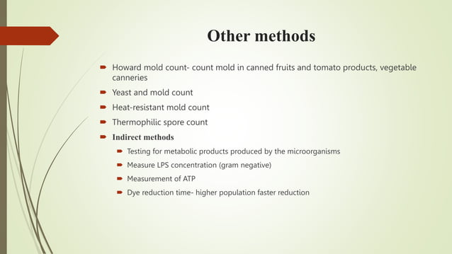INDICATOR MICROORGANISMS in food microbi | PPTX