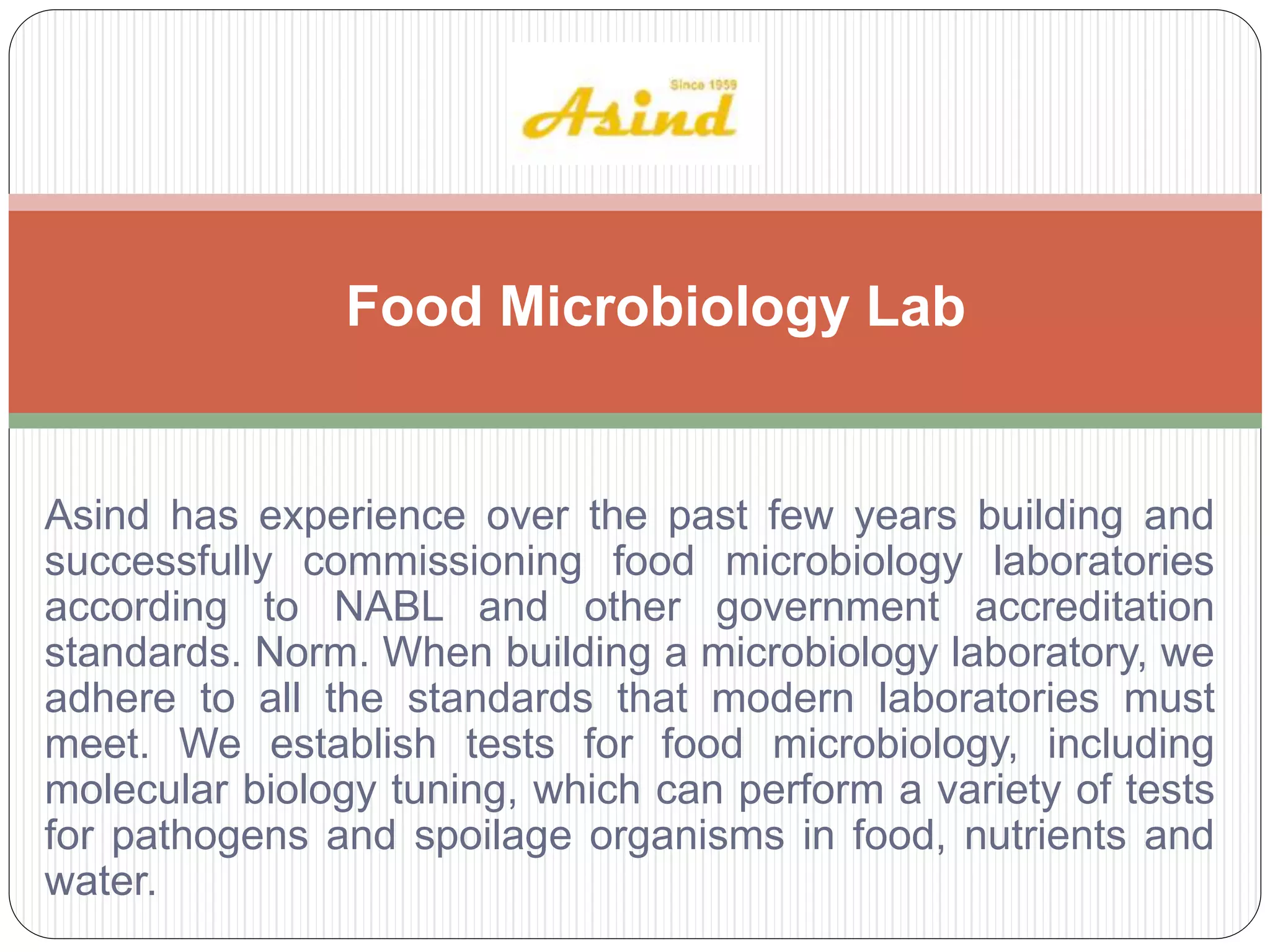 Food Microbiology Testing Lab : Asian Scientific | PPTX