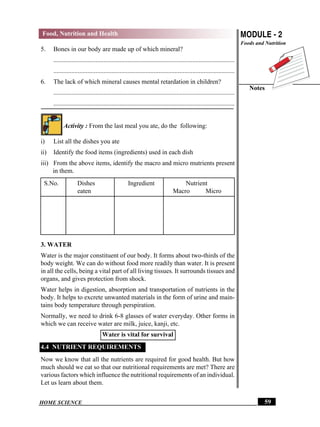 Food, nutrition and health | PDF