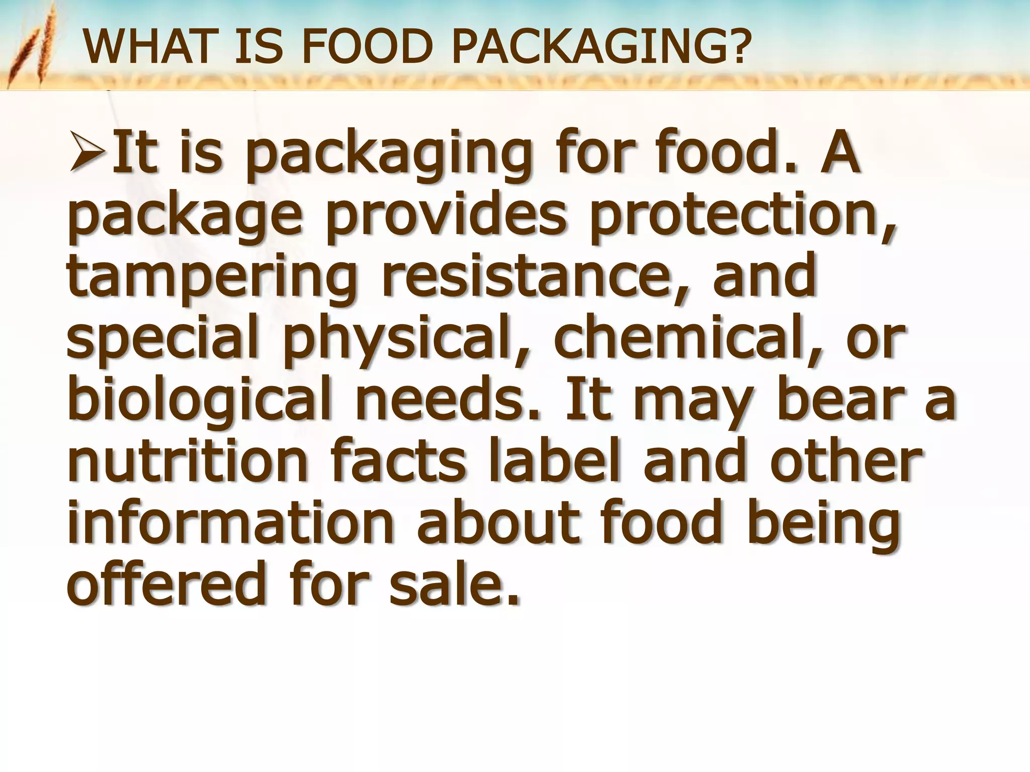 Food packaging presentation | PPTX