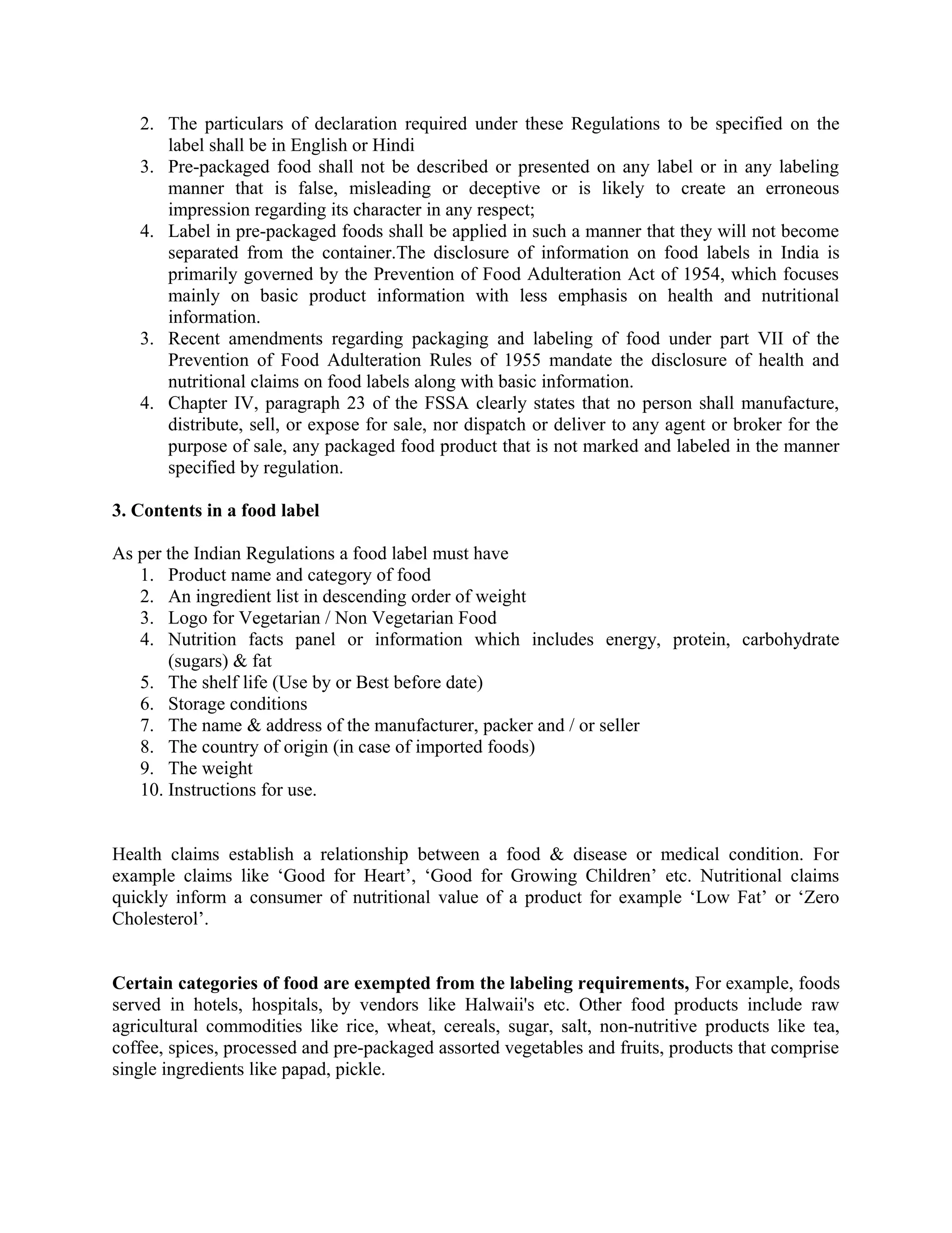 Food packaging and labelling | DOC
