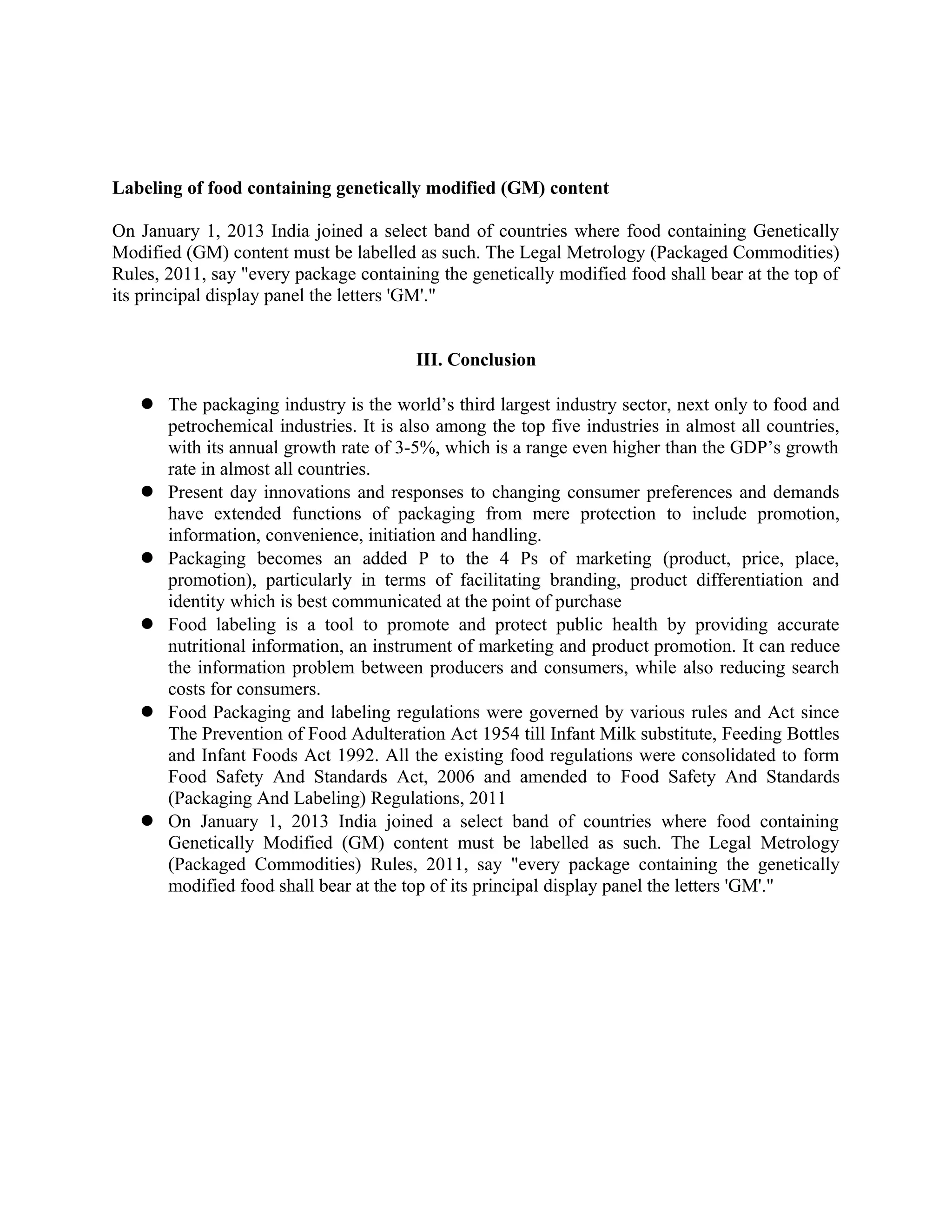 Food packaging and labelling | DOC