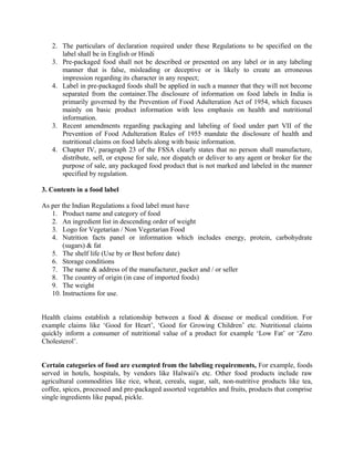 Food packaging and labelling | DOC