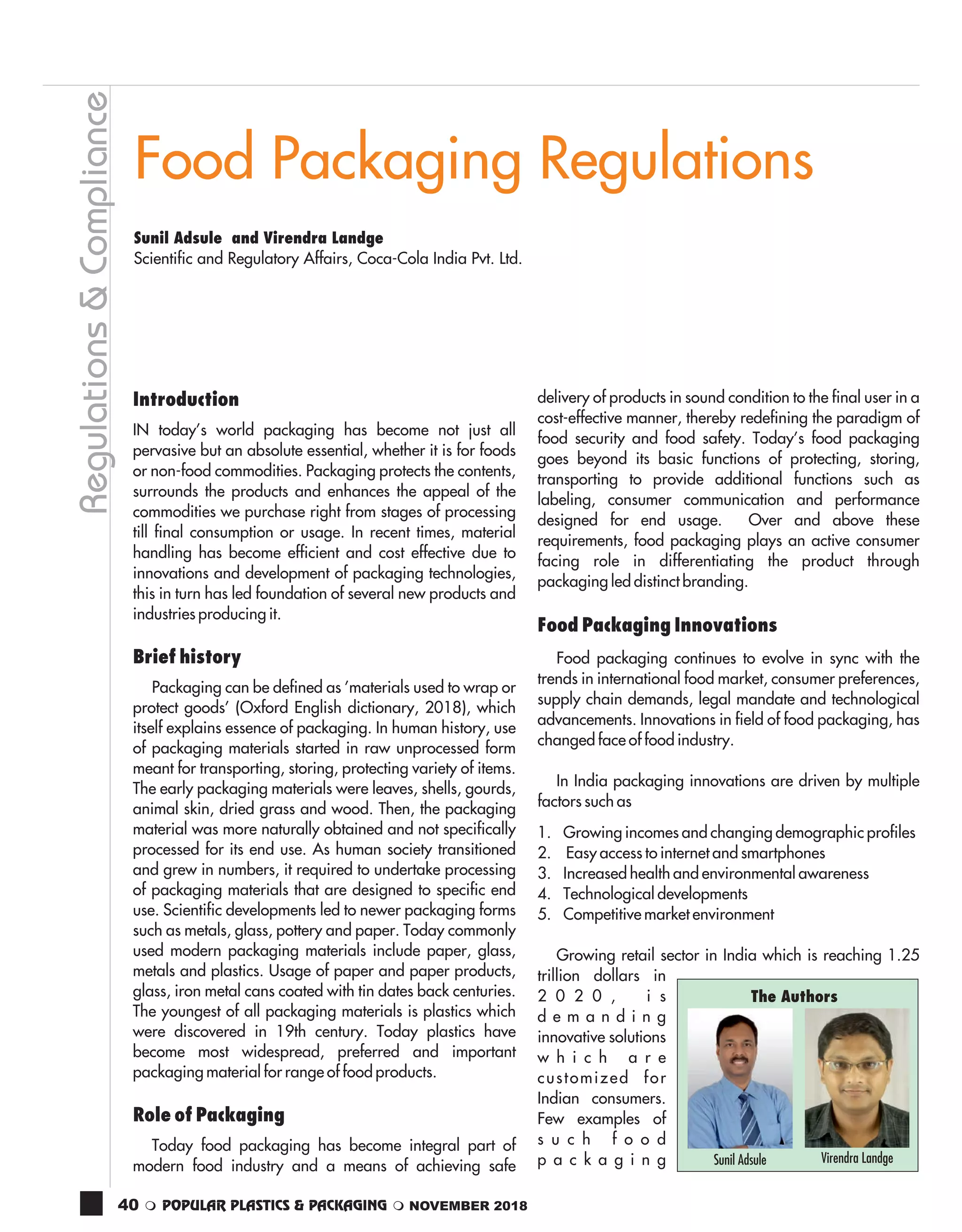 Food Packaging Regulation Nov 2018 | PDF