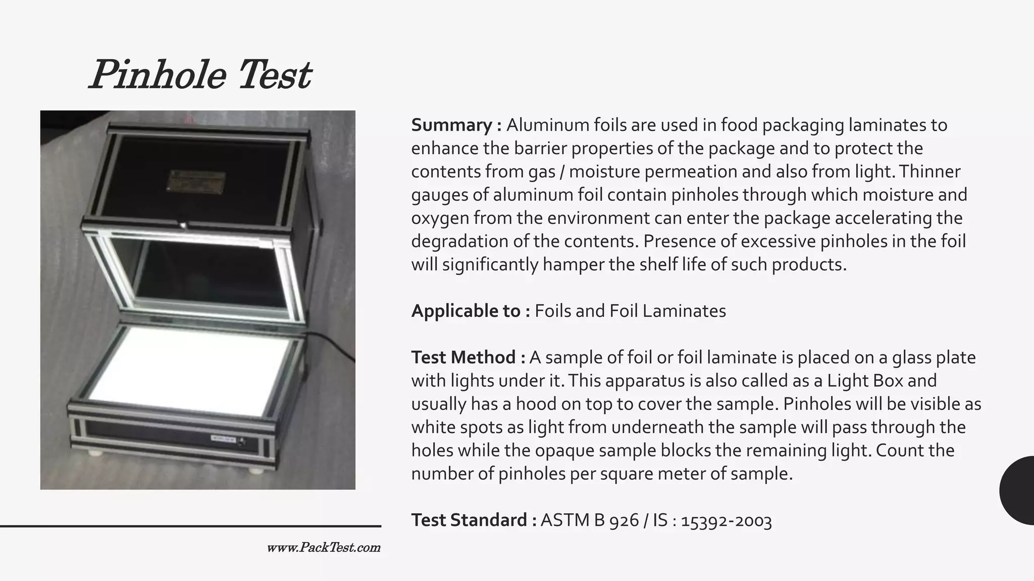 Food Packaging Testing Equipment | PPTX