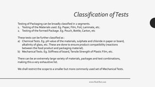 Food Packaging Testing Equipment | PPTX