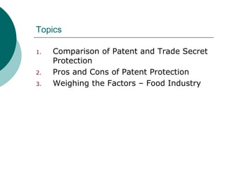 Food for Thought – The Potential for Food Patenting | PPT