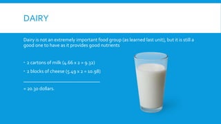 Budget for groceries and food | PPTX