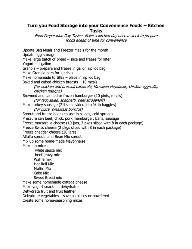 Food Preparation Day | PDF