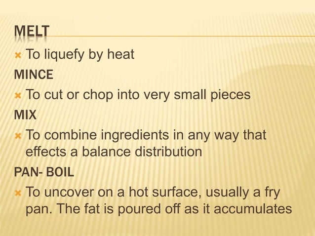 Food preparation terms | PPTX | Barbecues and Grilling | Food & Drink
