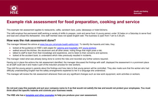 Food Preparation Risk Assessment Examples | PPT