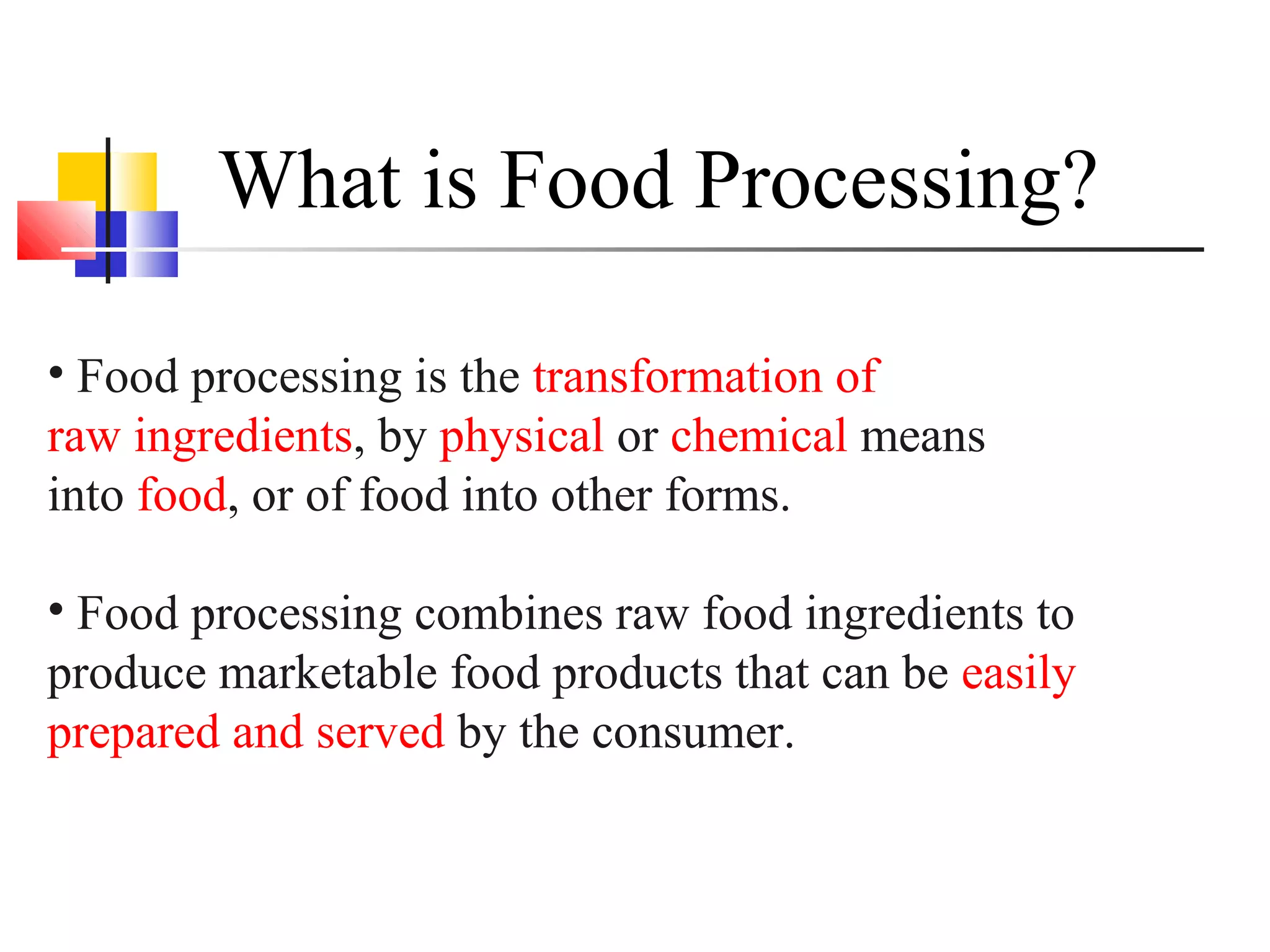 Techniques in Food Processing | PPT
