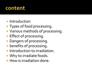 Food processing and Irradiation | PPTX | Healthy Cooking and Eating ...