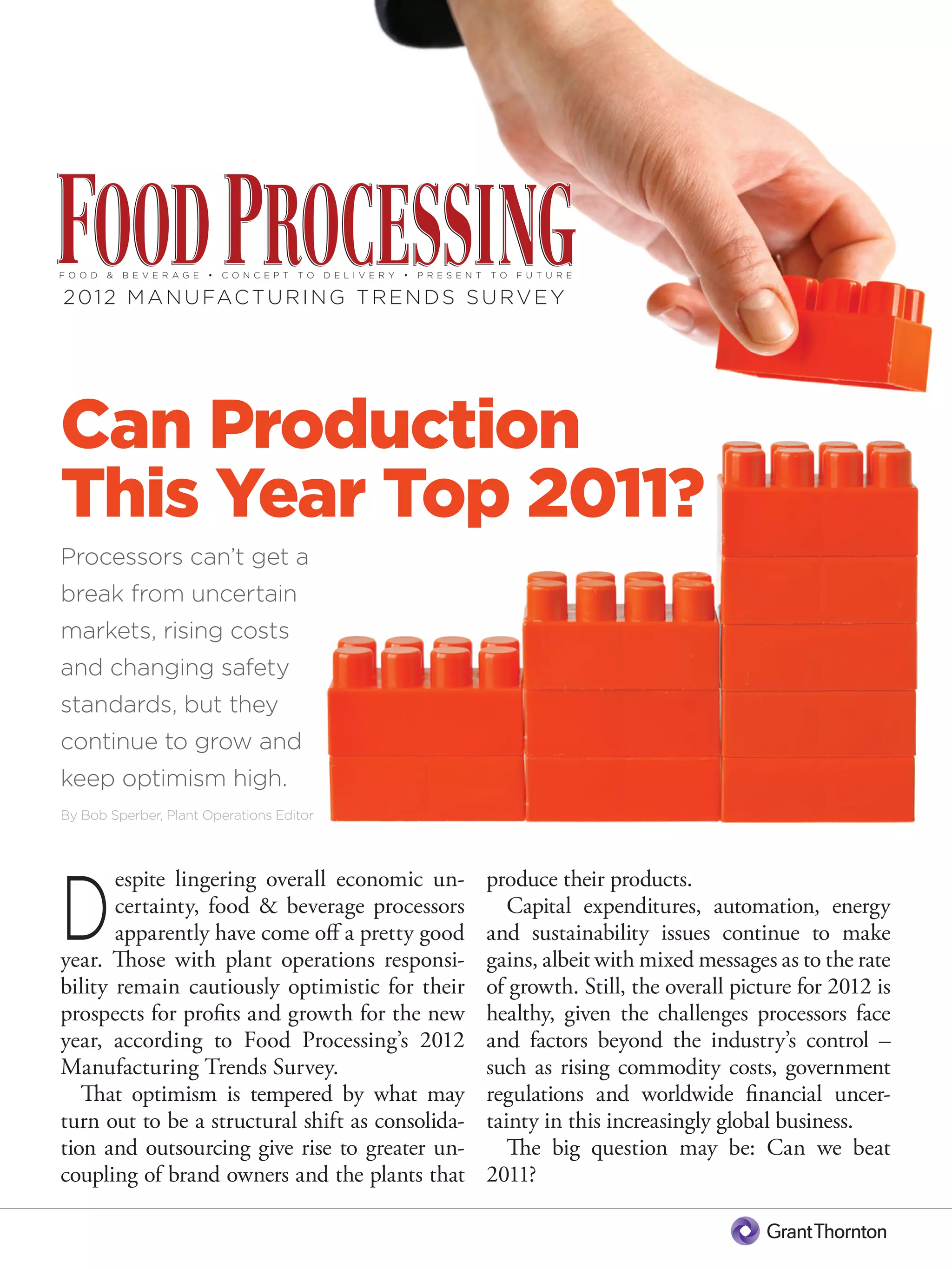Food processing magazines Annual manufacturing trends survey report | PDF