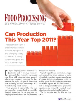 Food processing magazines Annual manufacturing trends survey report | PDF