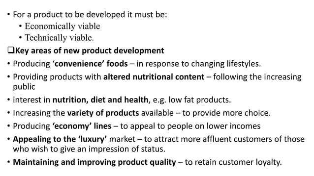 Food product development | PPTX | Sales | Business