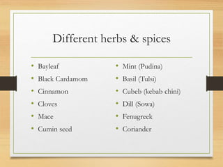Indian Basic commodities and usage in Indian cooking Techniques | PPTX