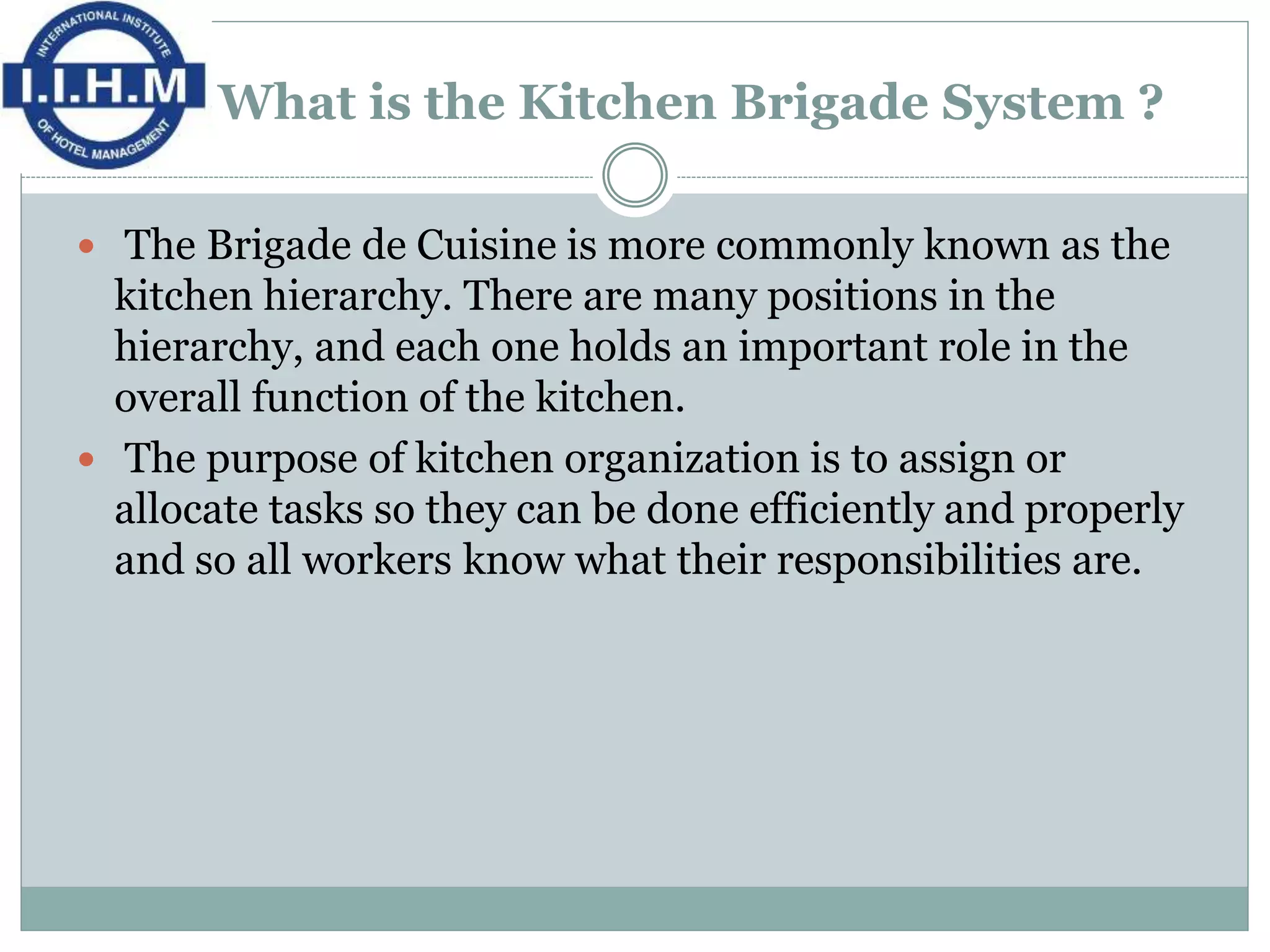 kitchen brigade system | PPTX