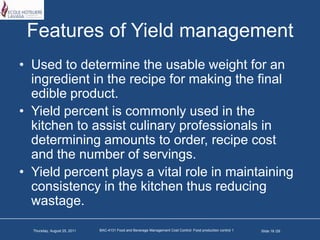 Food production control i | PPTX