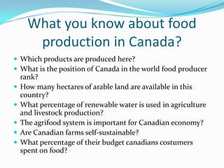 Food Production In Canada | PPT